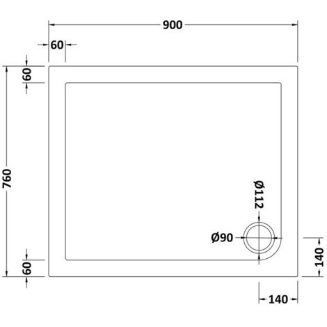 Slim 900 x 760 Rectangular Stone Resin Shower Tray For Wetroom Enclosure