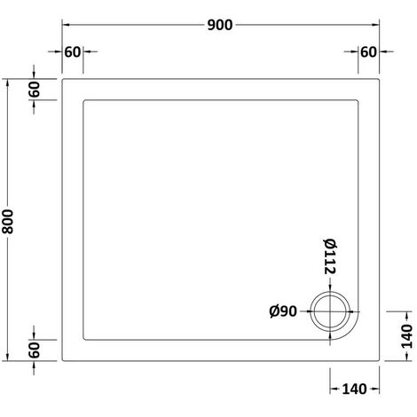 Slim 900 x 800 Rectangular Stone Resin Shower Tray For Wetroom Enclosure