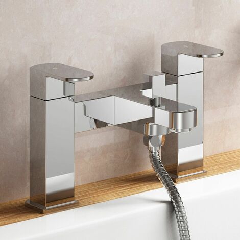 Modern Bathroom Bath Shower Twin Lever Mixer Taps with Hand Held Eclipse