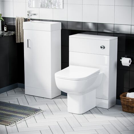 Nanuya 400mm Floorstanding Basin Vanity Unit & Concealed Cistern WC ...