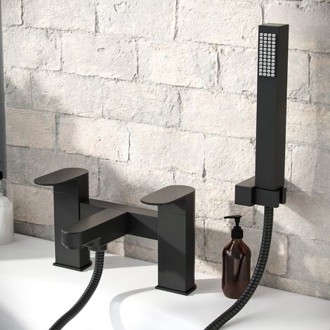 Luxury Bath Filler Tap Shower Mixer with Handset Kit Matte Black Kento