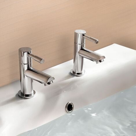 Blossom Modern Set Of Two Round Basin Taps & Waste