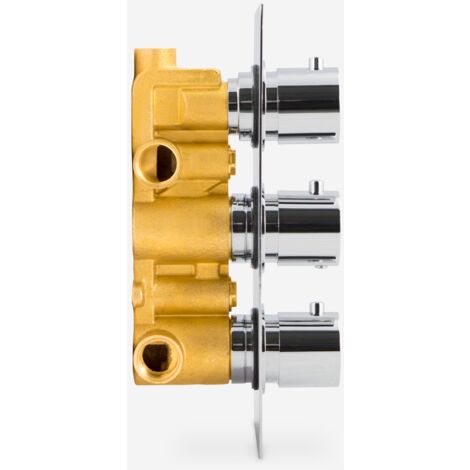 Bathroom 3 Dial 3 Way Concealed Round Thermostatic Shower Mixer Valve ...