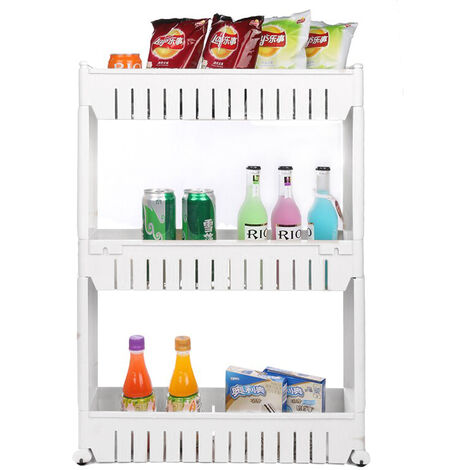 Slim 3 Tier Storage Trolley White