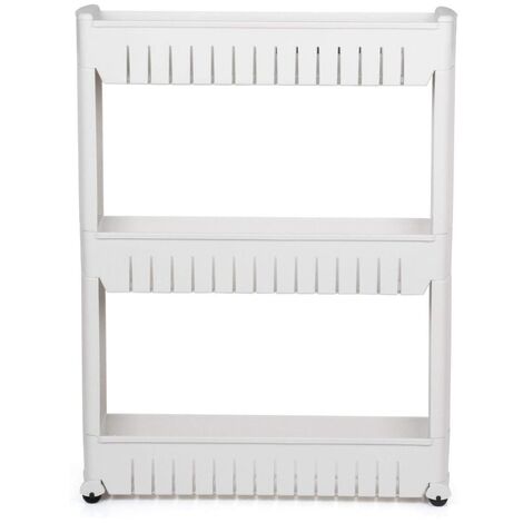 Slim 3 Tier Storage Trolley White