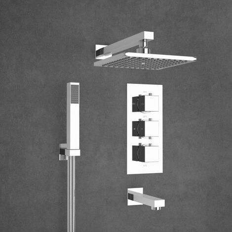 Lilly 3 Dial 3 Way Square Concealed Thermostatic Mixer Valve, Square ...