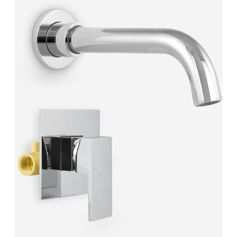 Blossom Contemporary Wall Mounted Basin Sink Spout & Concealed Mixer Tap