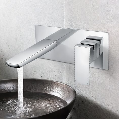 Astra Contemporary Concealed Wall Mounted Basin Sink Mixer Tap & Waste