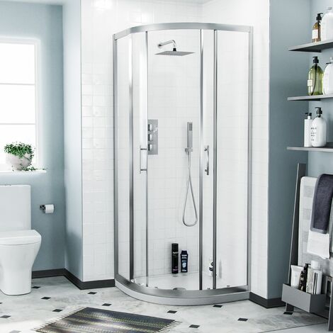 Lindley 3-Piece White Shower Enclosure Suite - 800mm Quadrant Shower ...