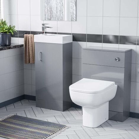 Nanuya 400mm Floorstanding Basin Vanity Unit & Concealed Cistern, WC ...