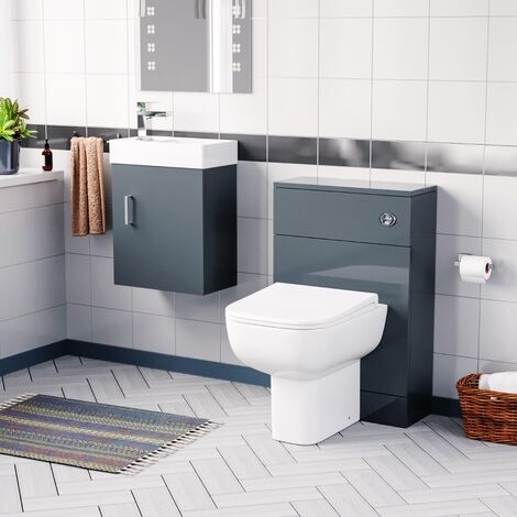 Nanuya 400mm Cloakroom Wall Hung Basin Vanity Unit & Concealed Cistern ...