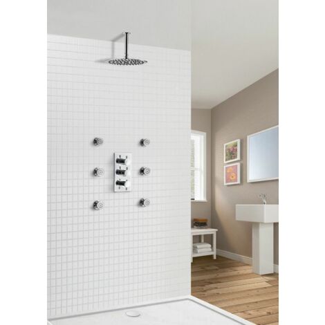 Calla Chrome Round 2 Way Slim Thermostatic Concealed Bathroom Shower ...