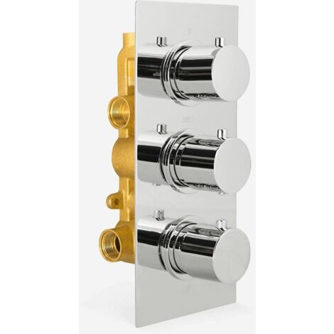 Flora 3 Dial 3 Way Round Set - Slim Shower Head, Handset & Body Jets