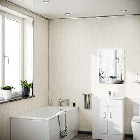 Trena Panel PVC Beige Tile Cladding Wall 1000mm x 2400mm x 10mm Packs