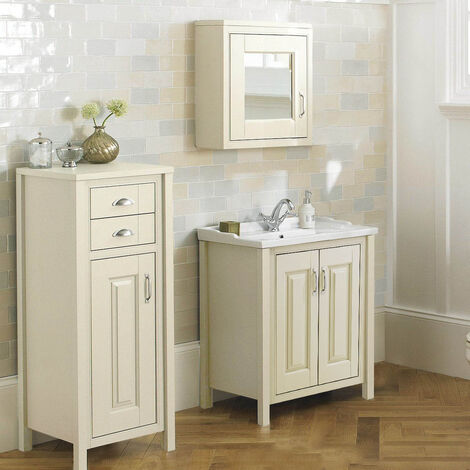 Chiltern 600mm Vanity Basin Unit, Tall Boy Cabinet & Mirror Cabinet ...