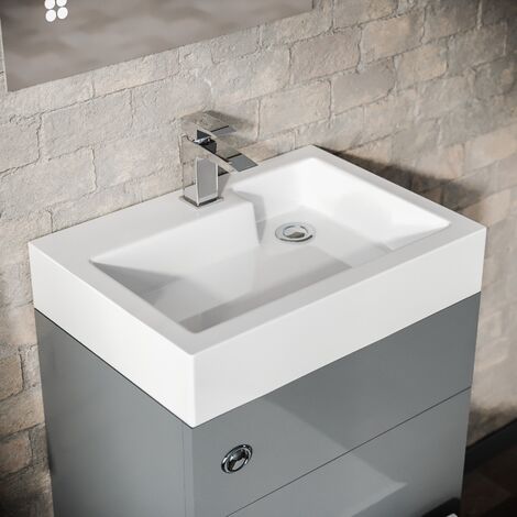 500mm White Rectangular L Shaped Basin Wonda