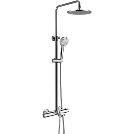 Modern Round Thermostatic Bath Shower Mixer with Riser Rail Kit Chrome