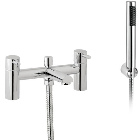 Contemporary Round Bridge Deck Mounted Bath Shower Mixer With Handset ...