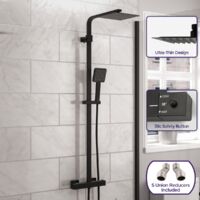 Nes Home Modern Square Matte Black Exposed Thermostatic Mixer Shower ...
