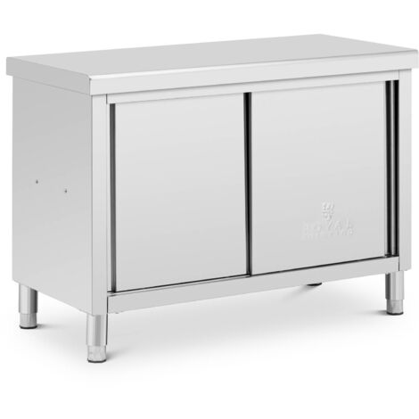 Edelstahl-Arbeitsschrank mit Durchreiche 120 x 60 cm 500 kg Durchreicheschrank