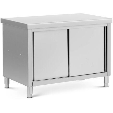 Edelstahl-Arbeitsschrank mit Durchreiche 120 x 70 cm 500 kg Durchreicheschrank