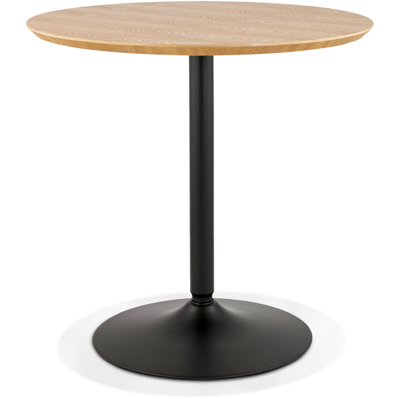 Table bistrot ronde 80x80x77,5 cm en bois naturel et métal noir