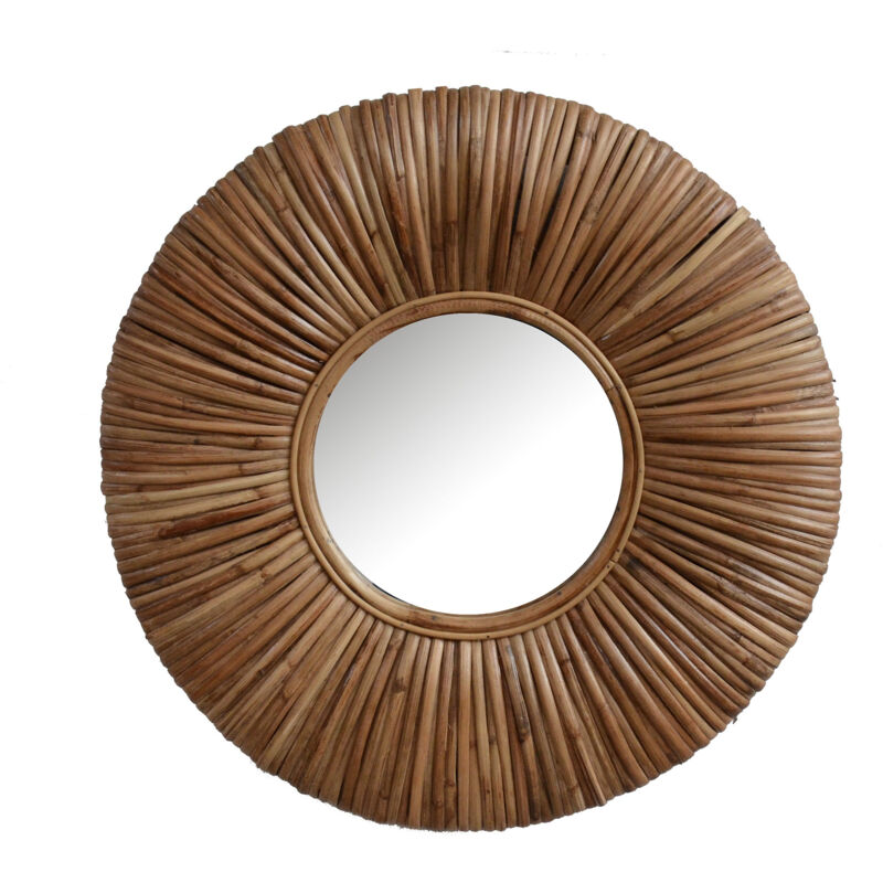 Miroir rond 56x56 cm en bambou naturel