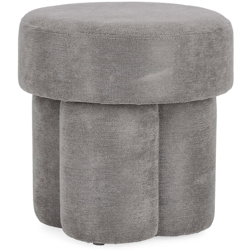 Pouf design arrondi en tissu texturé gris - GIANDA