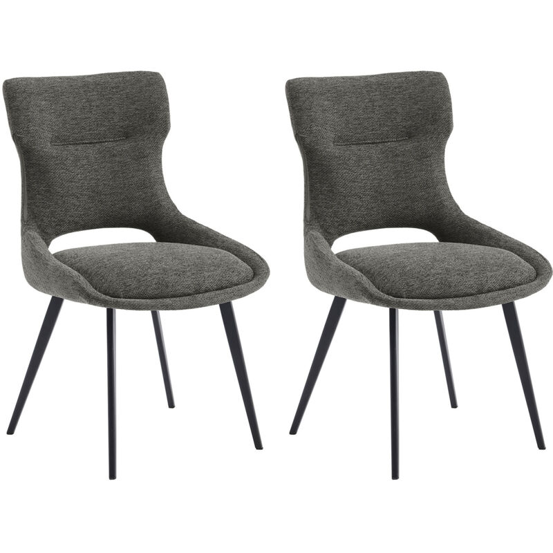 Lot de 2 chaises repas 42x54x87 cm en tissu gris foncé - KYSI
