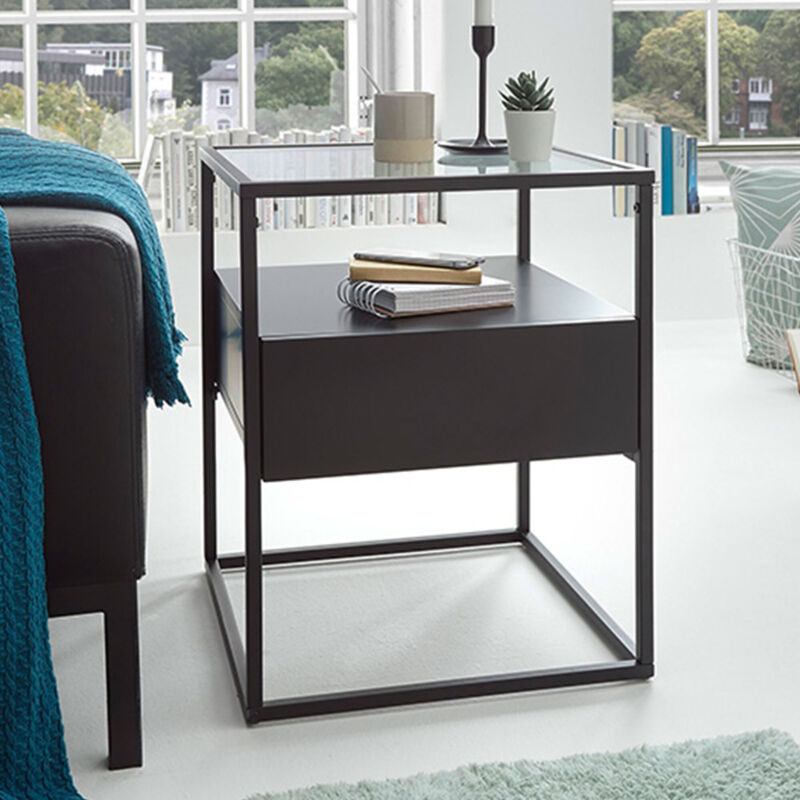 Table d'appoint carrée 43x54 cm noir - FATDA