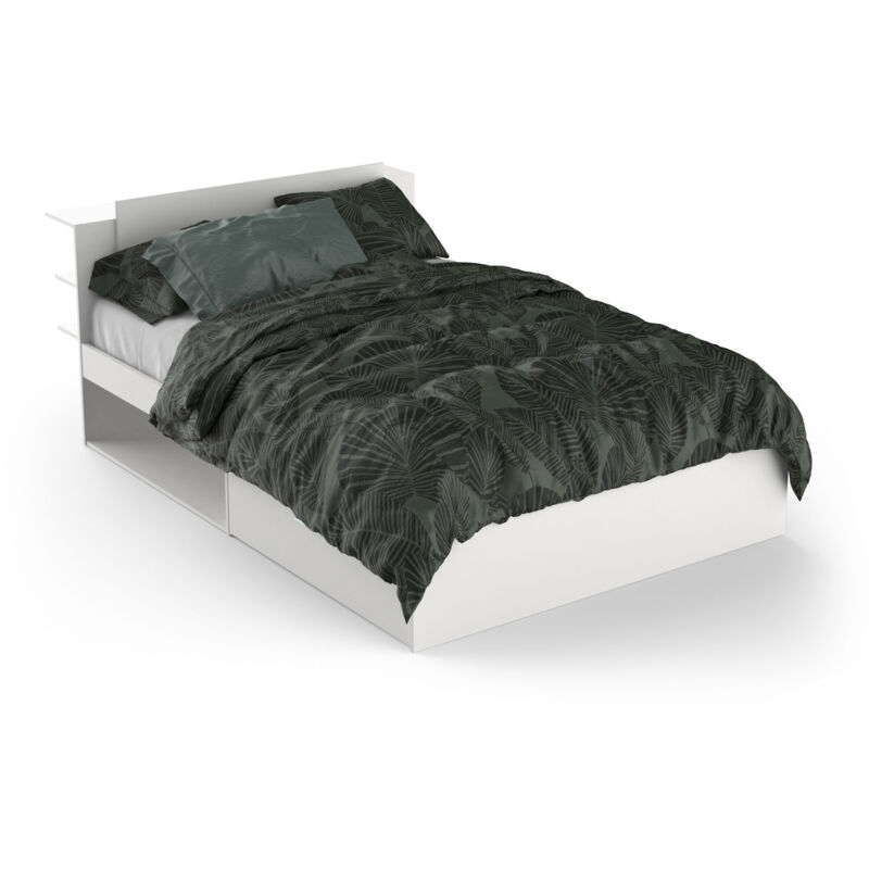 Lit extensible 140x190/200 cm avec niches et tiroirs blanc - ALICE