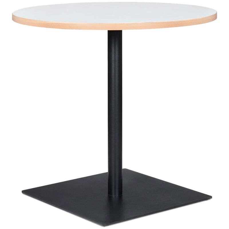 Table bistrot ronde 80x80x75,5 cm en bois blanc et métal noir