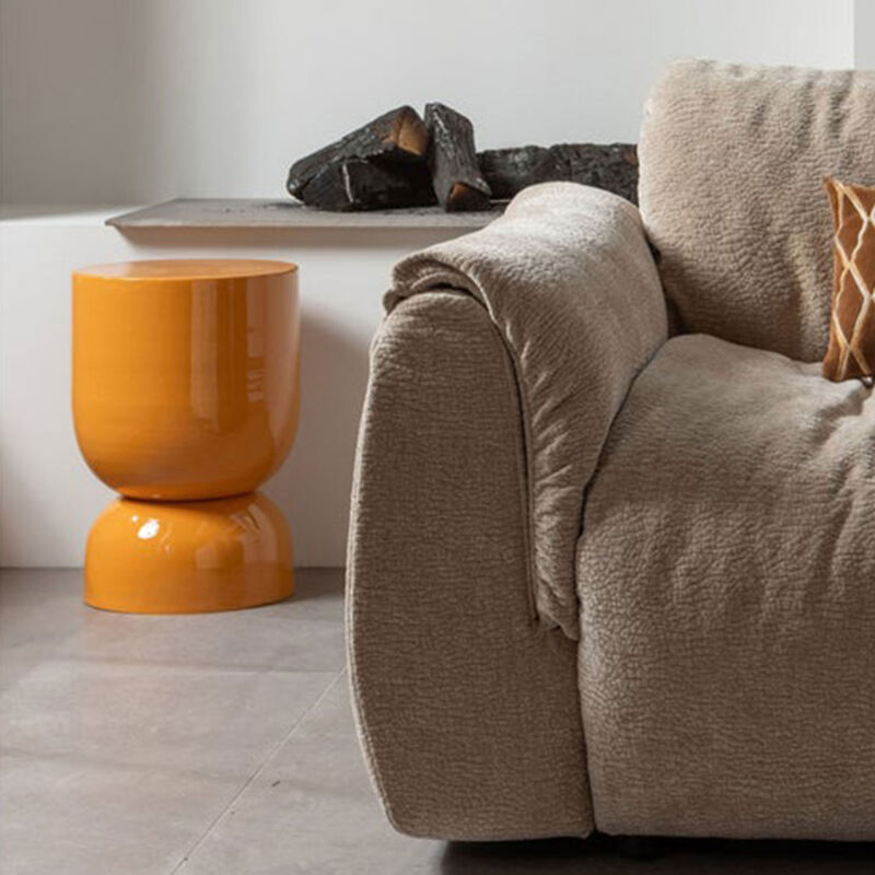 Table d'appoint ronde 32x32x47 cm en métal brillant orange