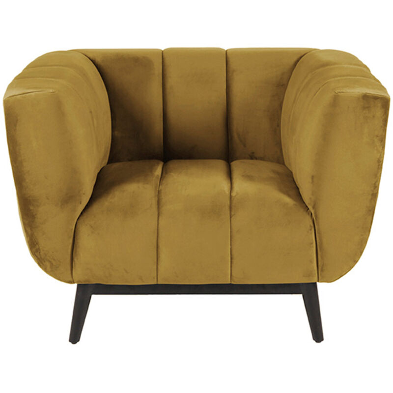 Fauteuil 106x86x75 cm en tissu velours moutarde - VELOSA