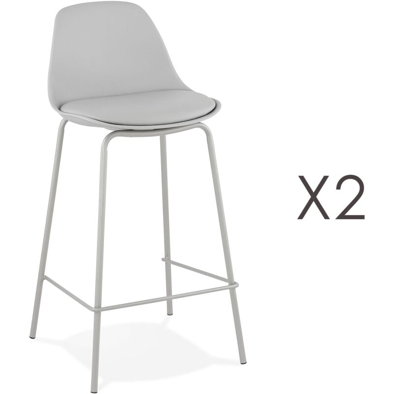 Lot de 2 tabourets de bar H65 cm gris - ADRYA