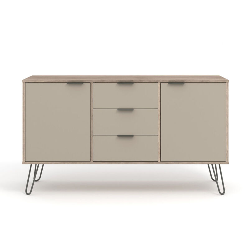 Buffet 2 portes 3 tiroirs 13,6x43x73,6 cm naturel et kaki - ZITA KAKI