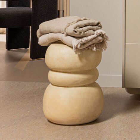 Table basse 37x35x47 cm en fibres et argile couleur sable