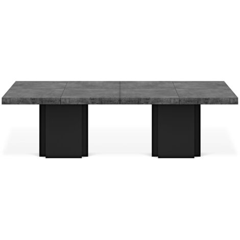 Table à manger rectangulaire 262x130x75 cm décor béton et noir - DINNY