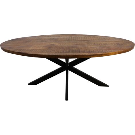 Table à manger ovale 220 cm en manguier recyclé et métal - BERGAL