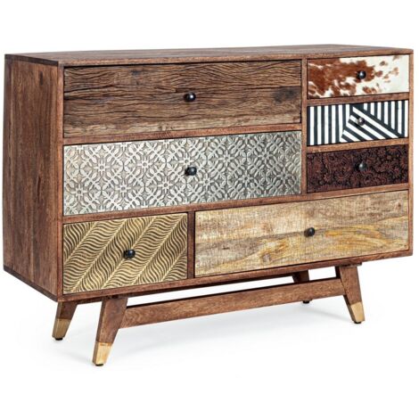 Commode 110 x 40 x 80 cm en bois de manguier et acacia