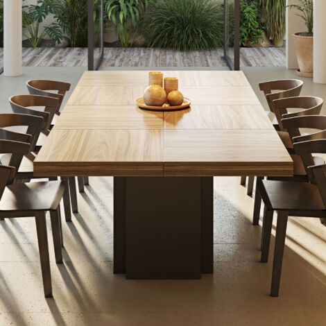 Table à manger rectangulaire 262x130x75 cm décor noyer et noir - DINNY