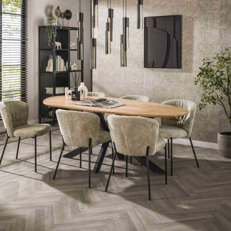 Table à manger forme organique 215x100x76 cm en acacia et métal noir