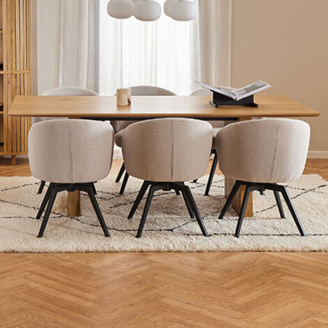 Table repas rectangle 210x100x75 cm naturel