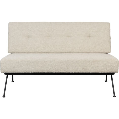 Canapé 2 places 73,5x135x83 cm en tissu bouclette beige - BOWIE