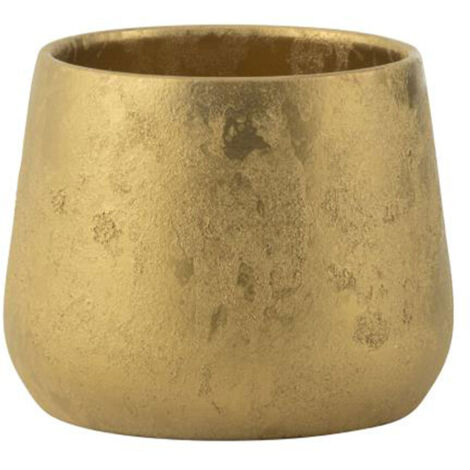 Cache-pot rond 21x21x17 cm en céramique doré