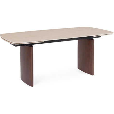 Table à manger extensible 180/260x90 cm effet travertin et marron