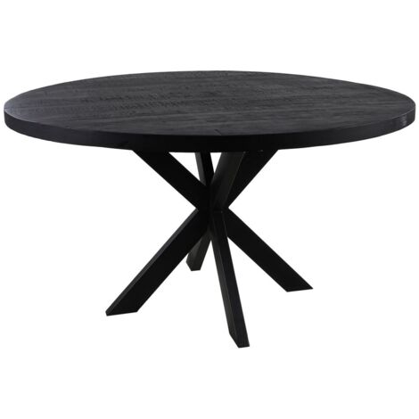 Table à manger ronde 120 cm en manguier recyclé noir et métal - BERGAL