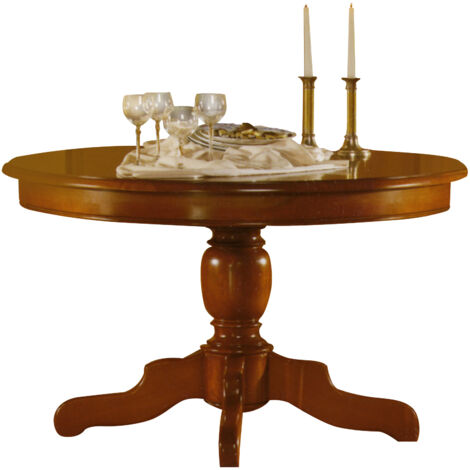 Table ronde pied central extensible en chêne massif