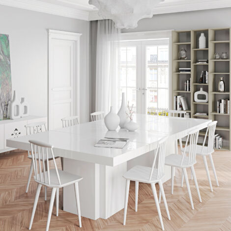 Table à manger 262 cm décor blanc brillant - DINNY