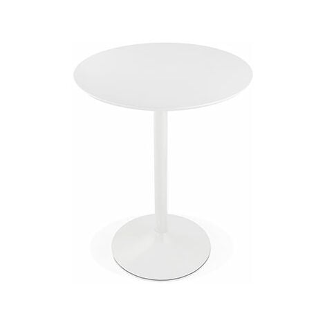 Table de bar ronde 90 cm en bois et métal blanc - BARMAN